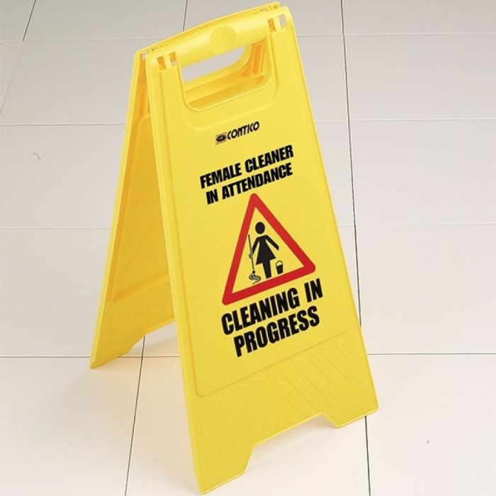 Folding Safety Sign - Male/Female Operative in Attendance - AUK Hygiene